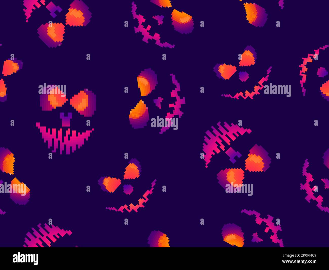Pixel scary face with glowing eyes seamless pattern. Evil scary eyes ...