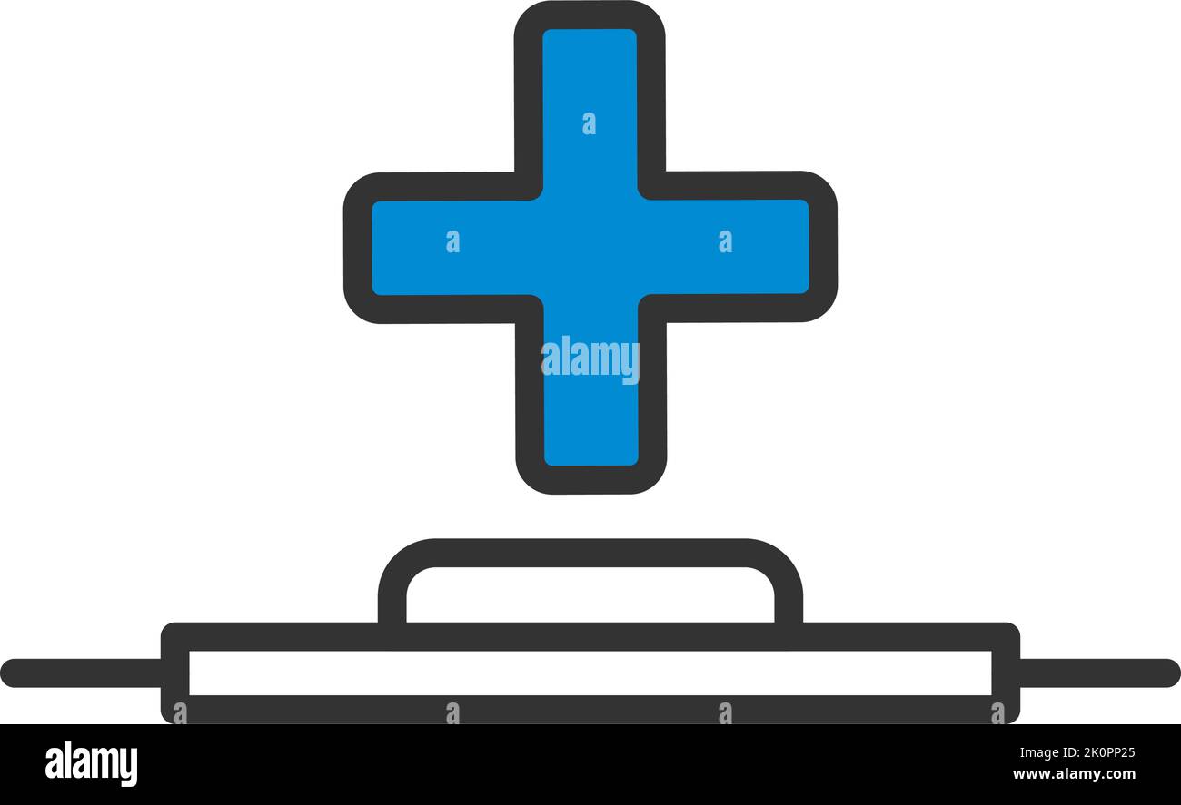 Icon Of Medical Staff Carrying Stretcher. Editable Bold Outline With ...