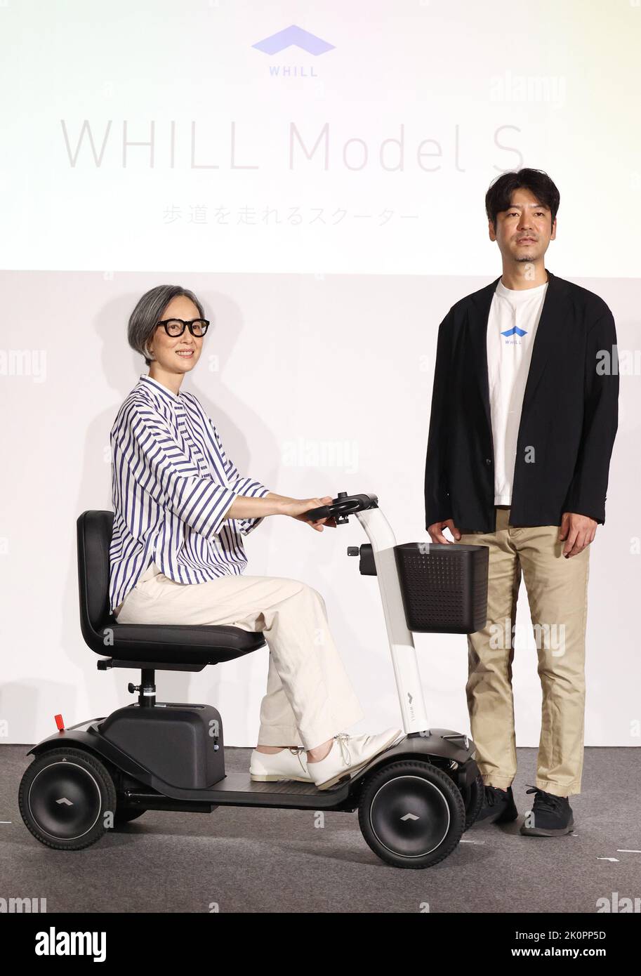 Tokyo, Japan. 13th Sep, 2022. Japan's personal mobility company Whill president Satoshi Sugie (R ...