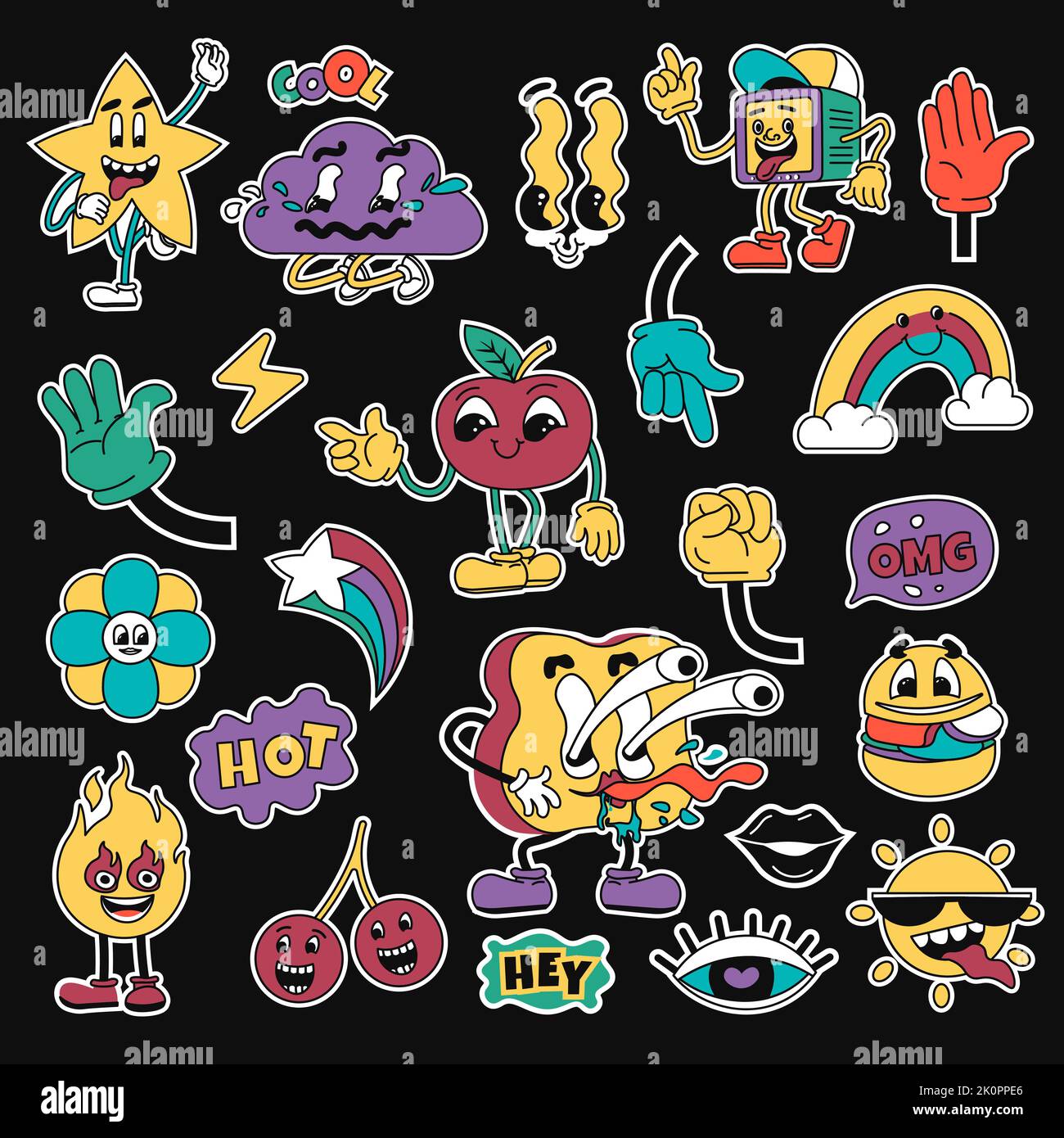 Stickers and patches, emoticons and emoji packs Stock Vector Image ...