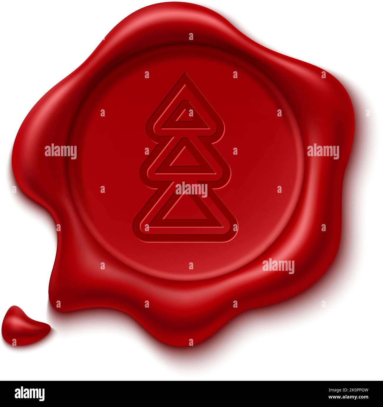 Christmas wax seal. Realistic red holiday stamp with New Year symbol ...