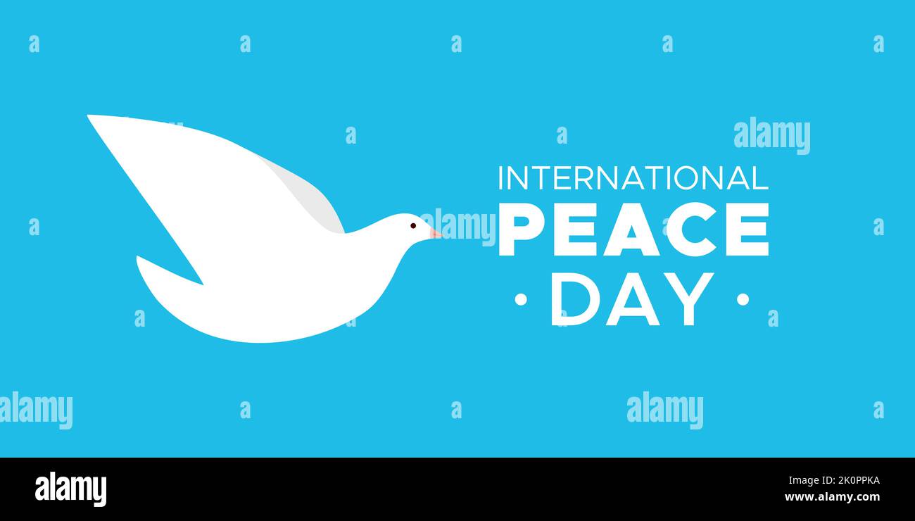 International Peace Day. 21 September. White dove with olive branch ...