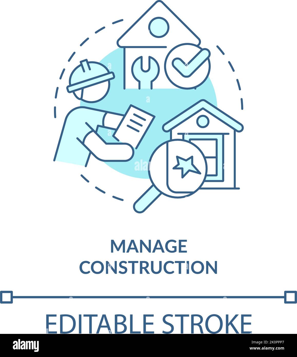 Manage construction turquoise concept icon Stock Vector Image & Art - Alamy