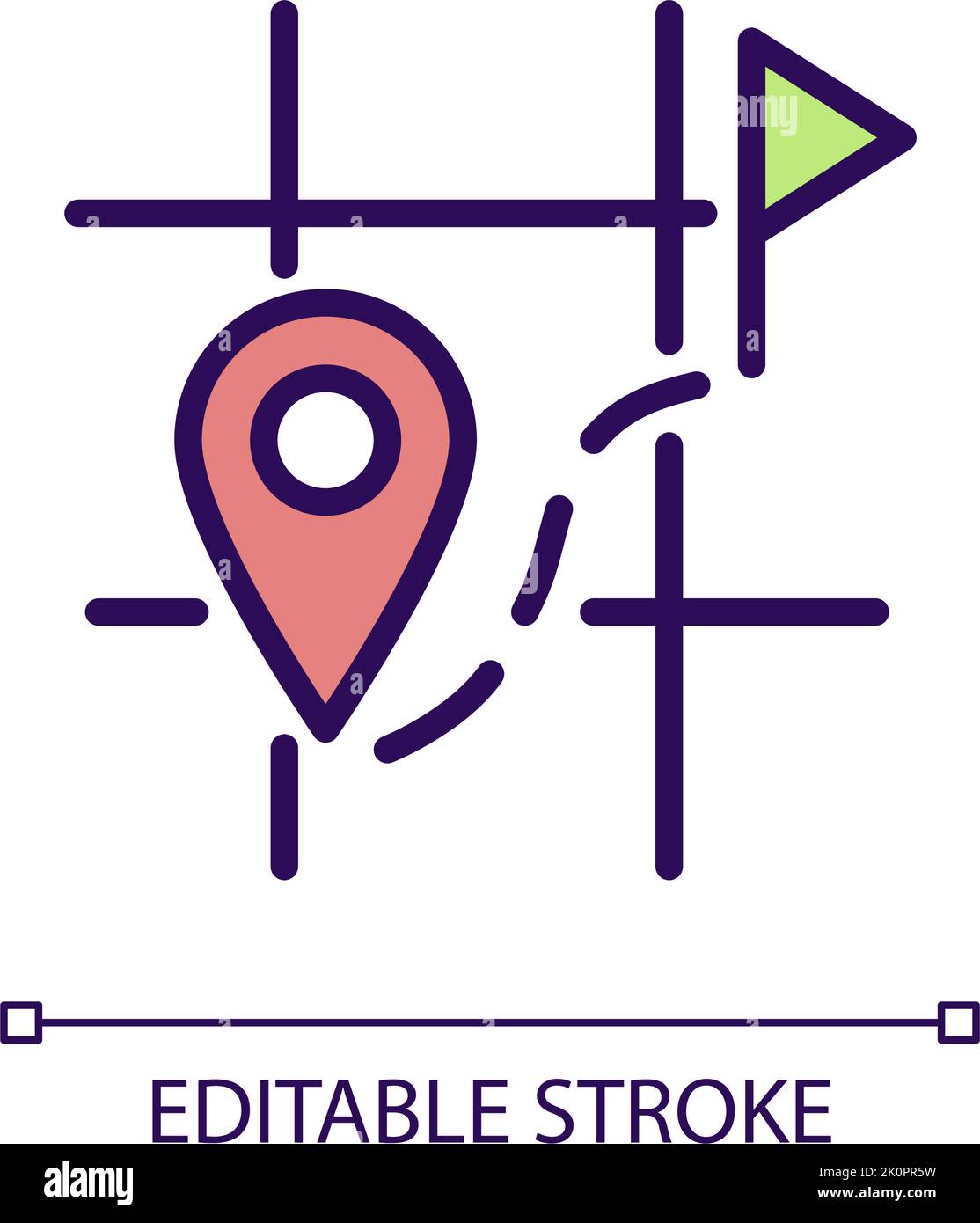 Searching for destination on map RGB color icon Stock Vector Image ...