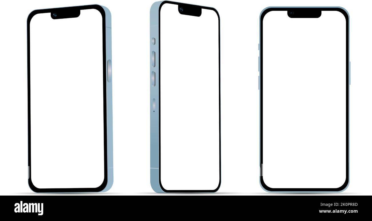 Blue smartphone 14 models, new IT industry, mockup for web design on a ...