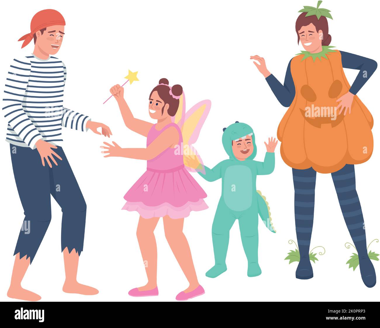 Family members having fun semi flat color vector characters Stock ...