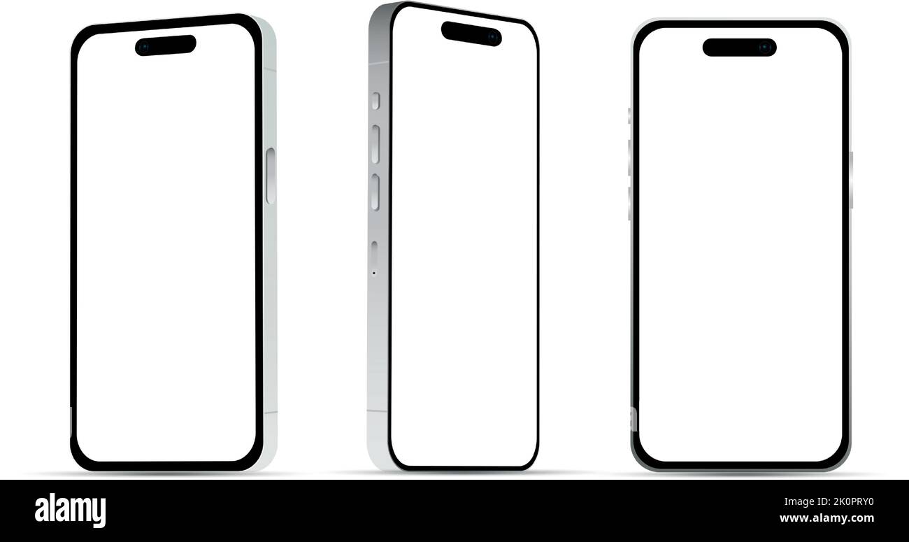 Silver smartphone 14 models, new IT industry, mockup for web design on ...