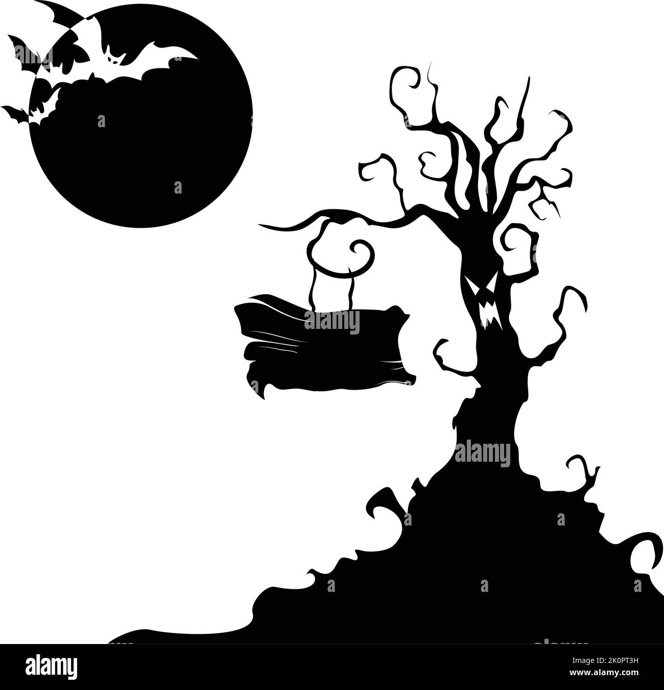 A design of a spooky screaming tree for Halloween isolated on a white ...