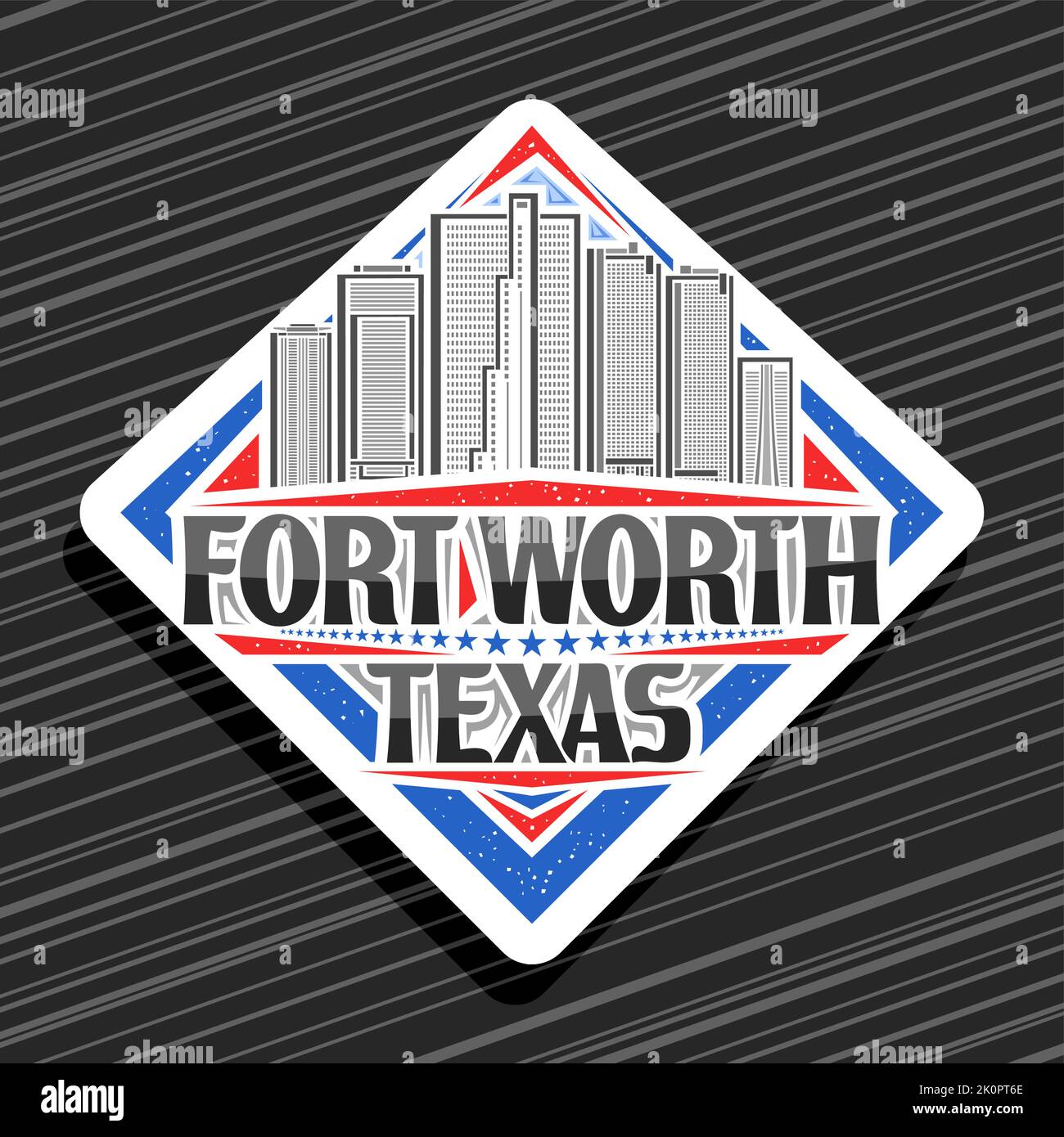 Vector logo for Fort Worth, white rhombus road sign with line ...