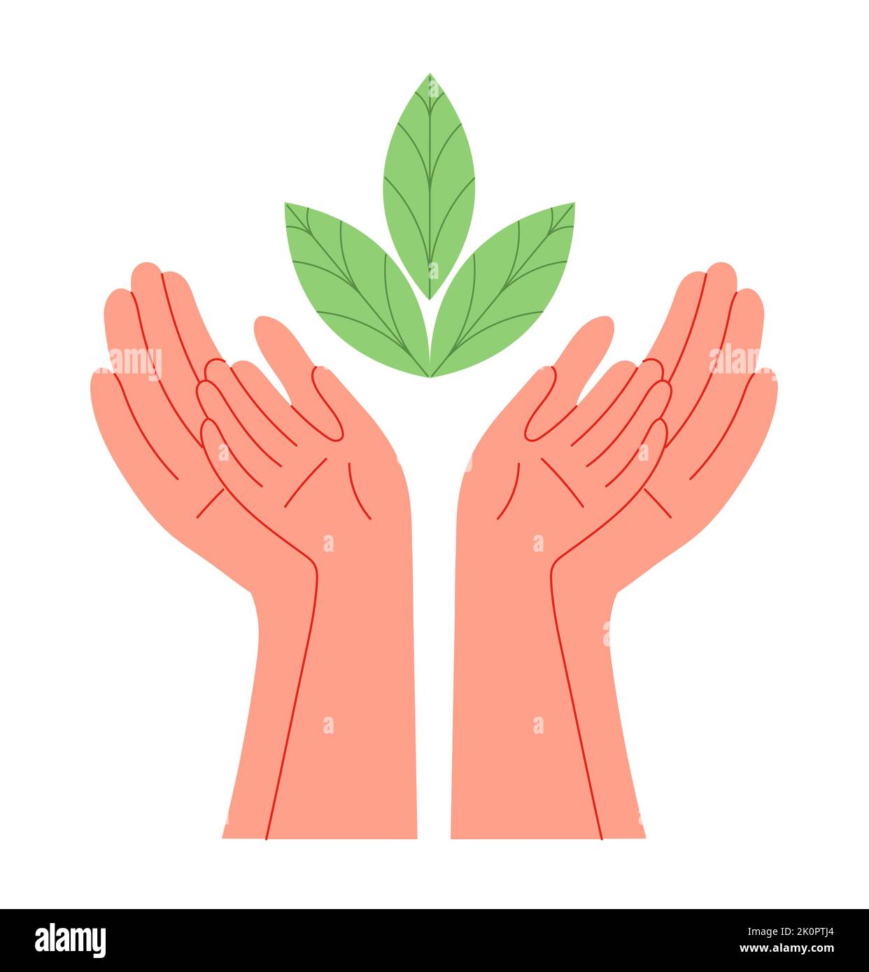 Hands of adult and child reach for the leaves Stock Vector Image & Art ...