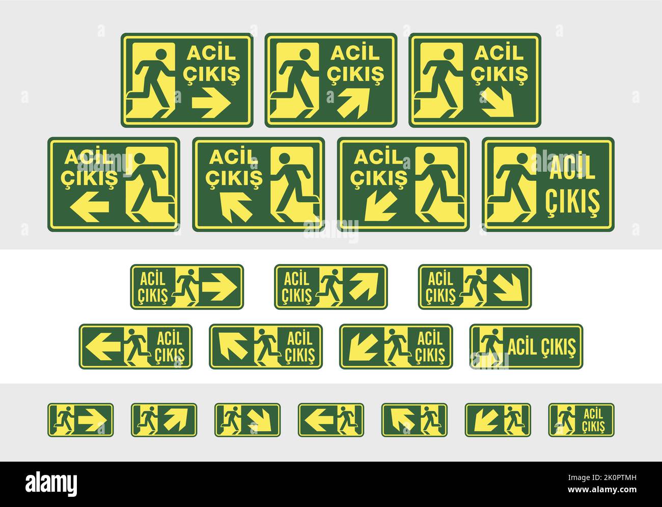 illustration vector sign set of emergency exit with turkish language ...