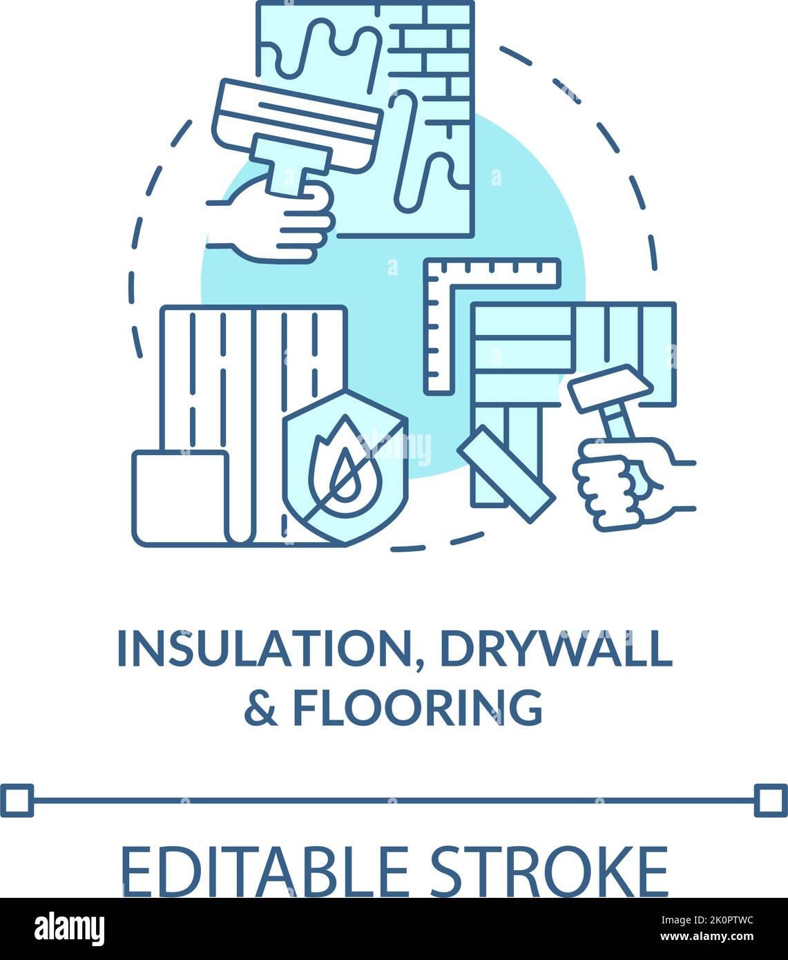 Insulation, drywall and flooring turquoise concept icon Stock Vector Image & Art - Alamy