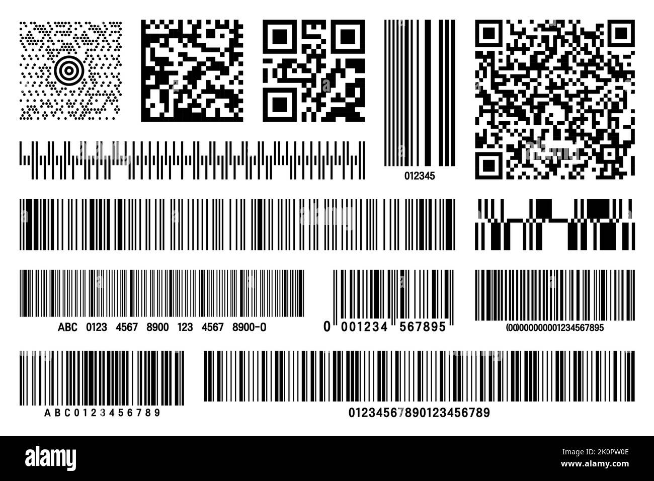 Set Of Product Barcodes And Qr Codes Identification Tracking Code