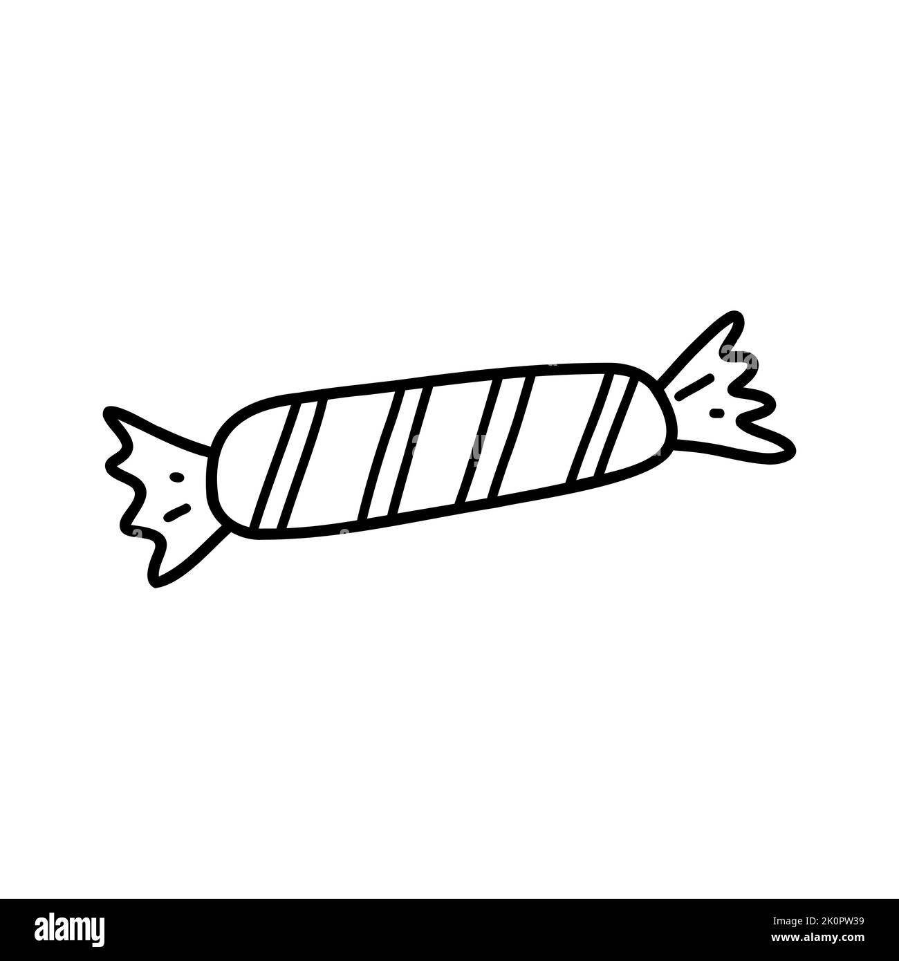 Hand drawn doodle candy. Cartoon element of sweets, vector sketch ...