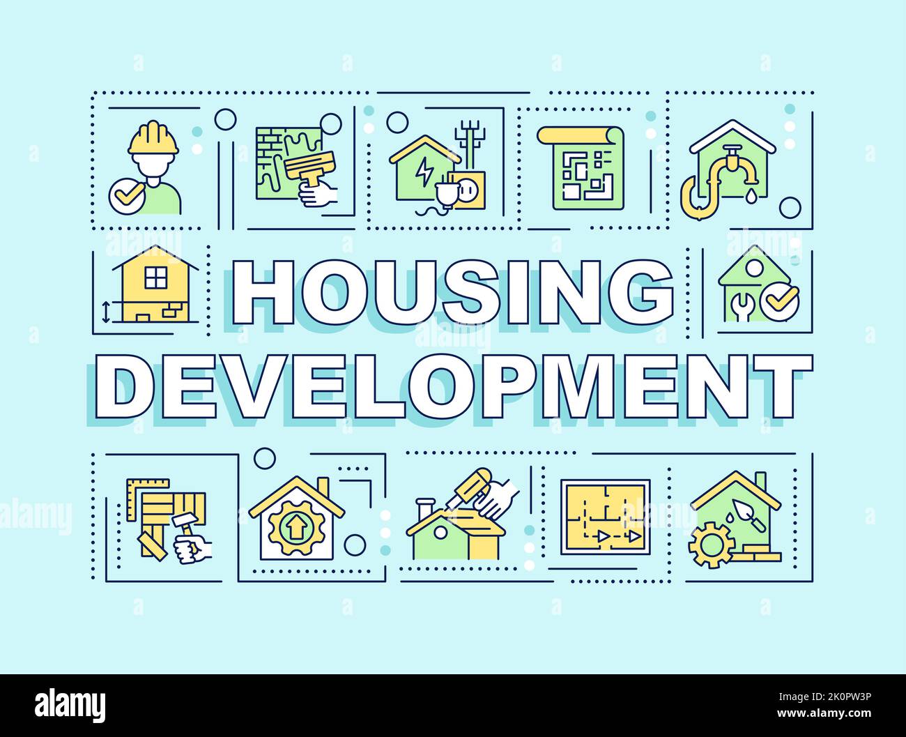 Housing development word concepts turquoise banner Stock Vector Image ... Housing development word concepts turquoise banner Stock Vector Image ...