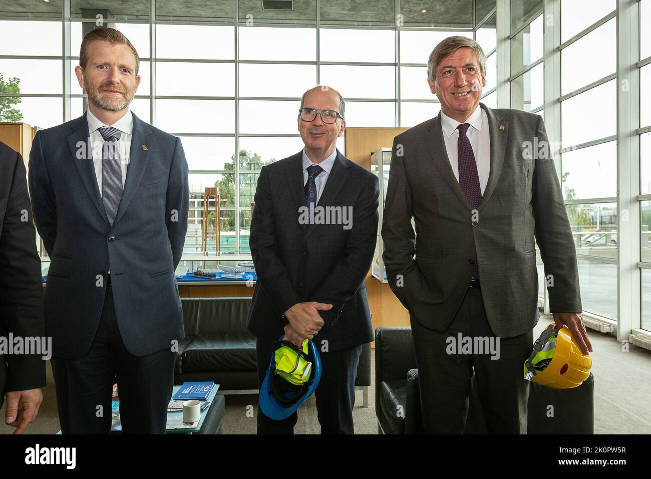 Acting CEO and CFO of Dublin Port Company Michael Sheary and Flemish Minister President Jan ...