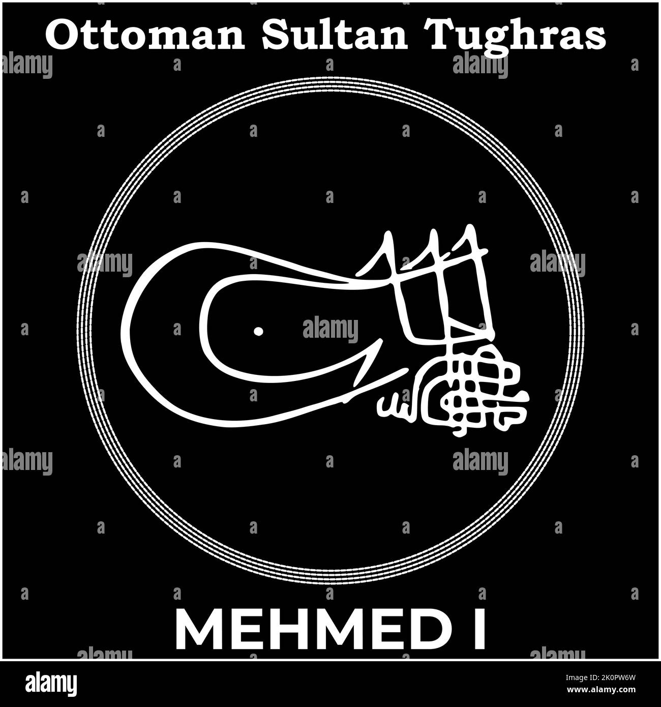 Vector image with Tughra signature of Ottoman Fifth Sultan Mehmed I ...