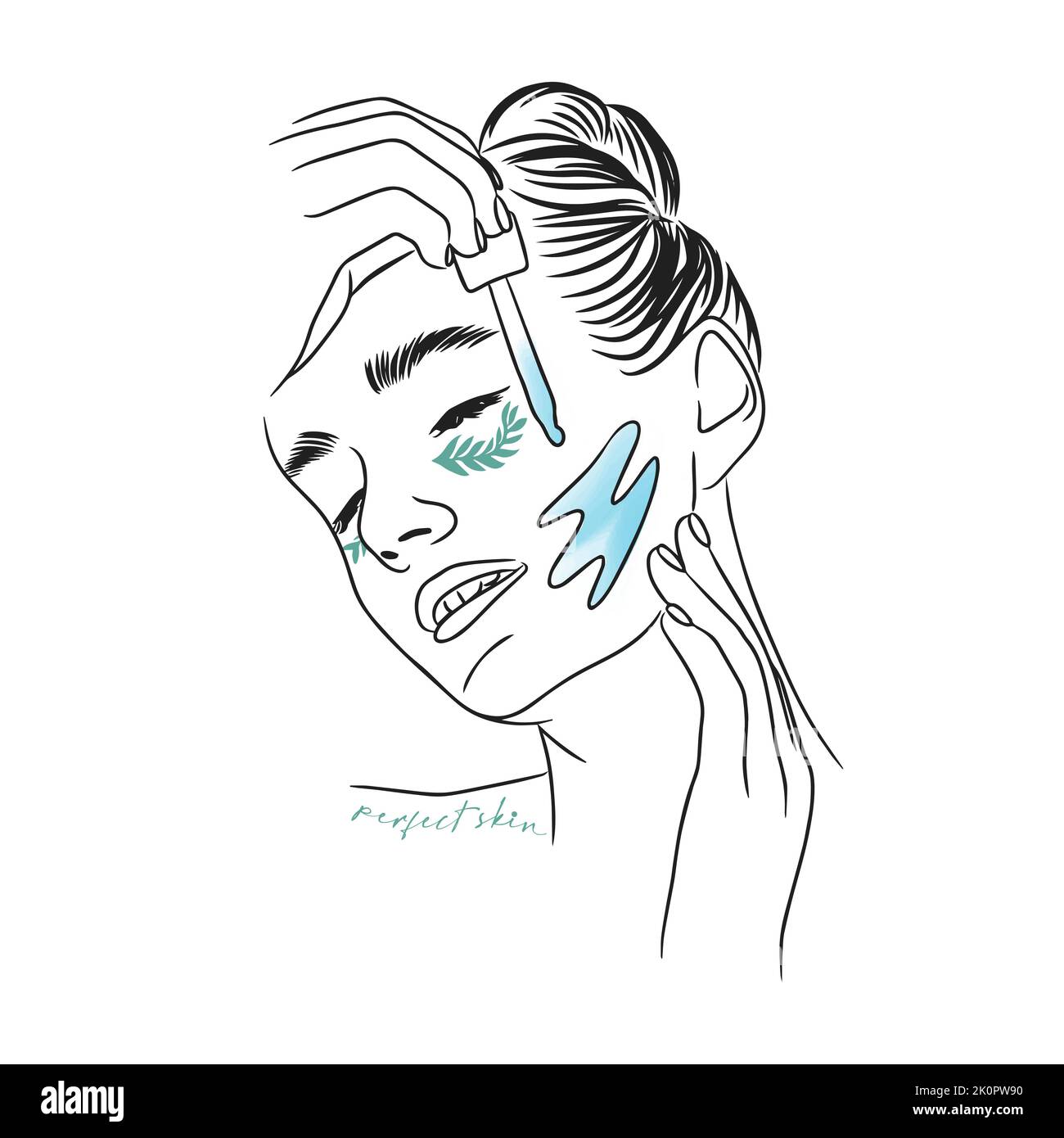 Personal care and facial skin care, portrait of a happy girl, perfect ...