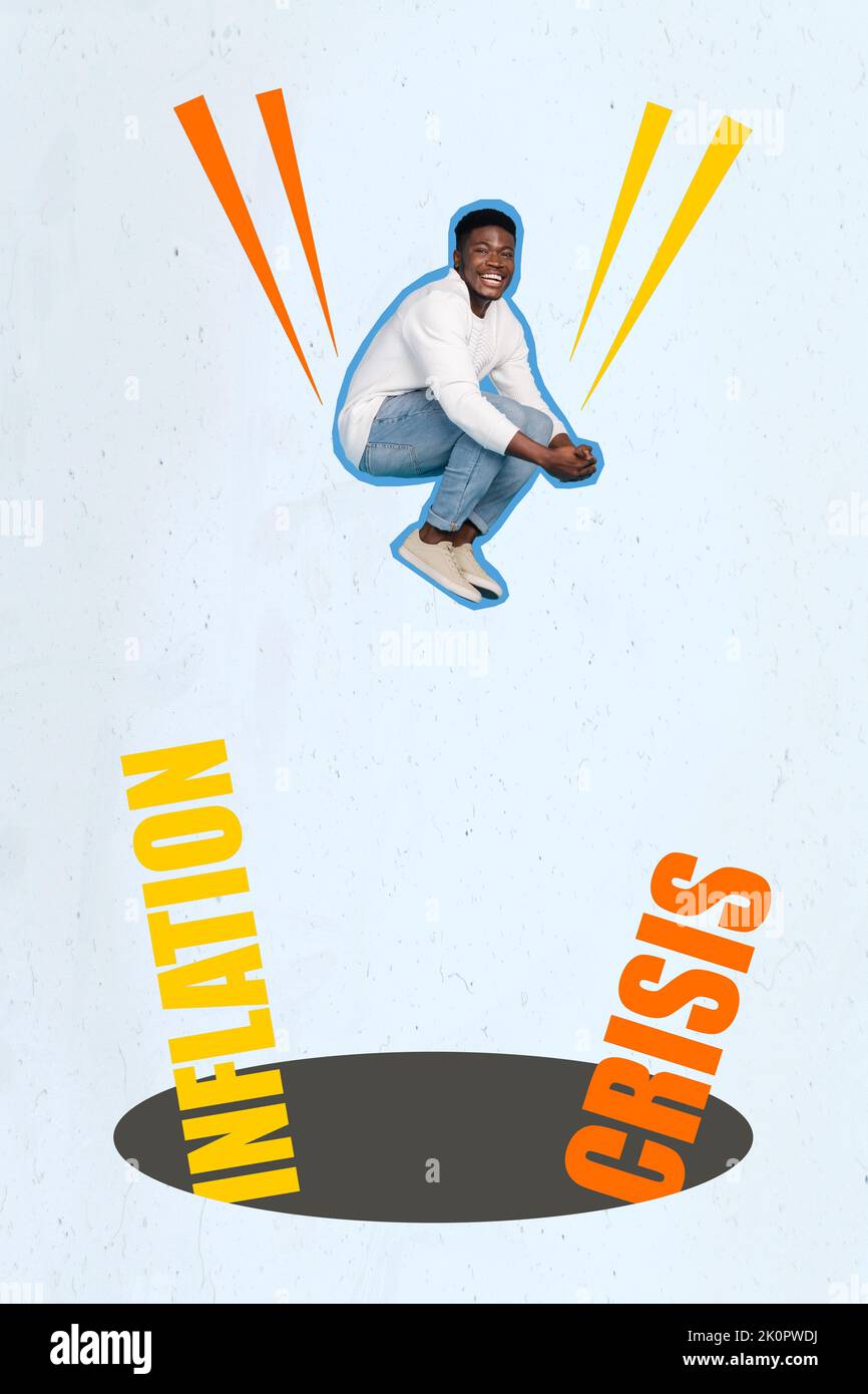 Banner advert collage of people falling down into circle with crisis ...