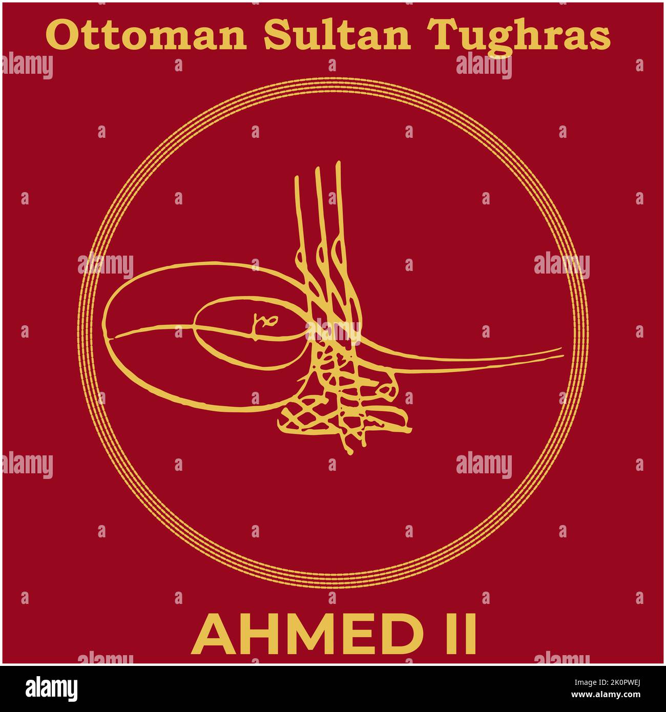 Vector image with Tughra signature of Ottoman Twenty-First Sultan Ahmed ...