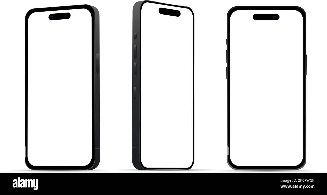 Black smartphone 14 models, new IT industry, mockup for web design on a ...