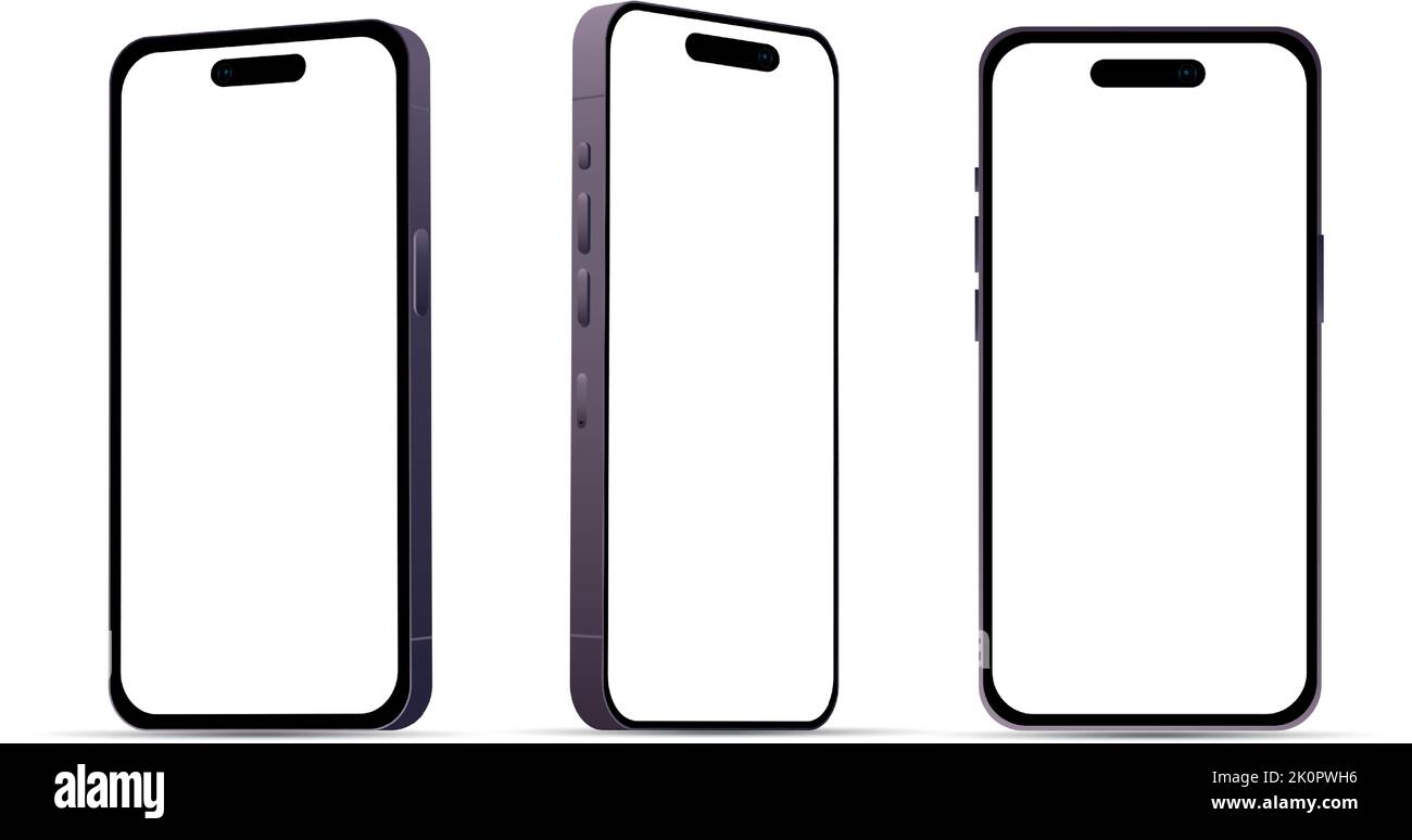 Purple smartphone 14 models, new IT industry, mockup for web design on ...