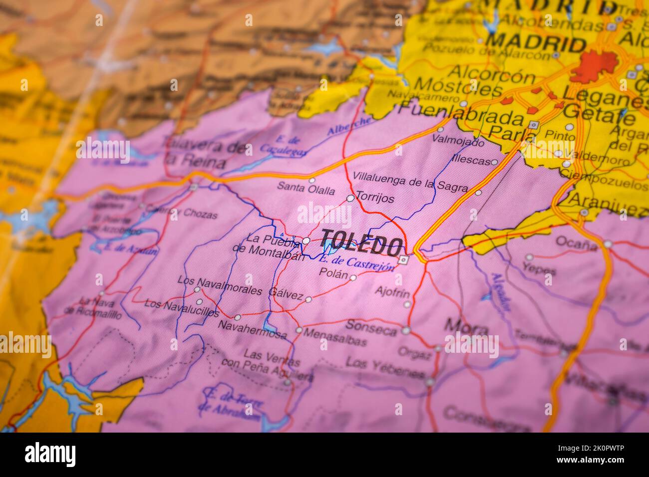 Toledo marked on a map of Spain Stock Photo - Alamy