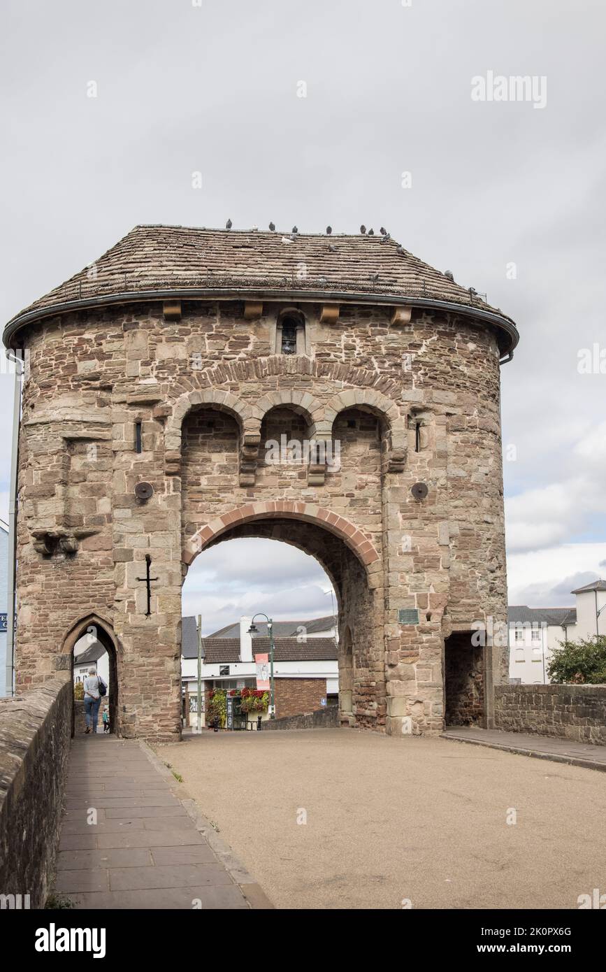 the fortified monnow bridge over the river wye in monmouth ...