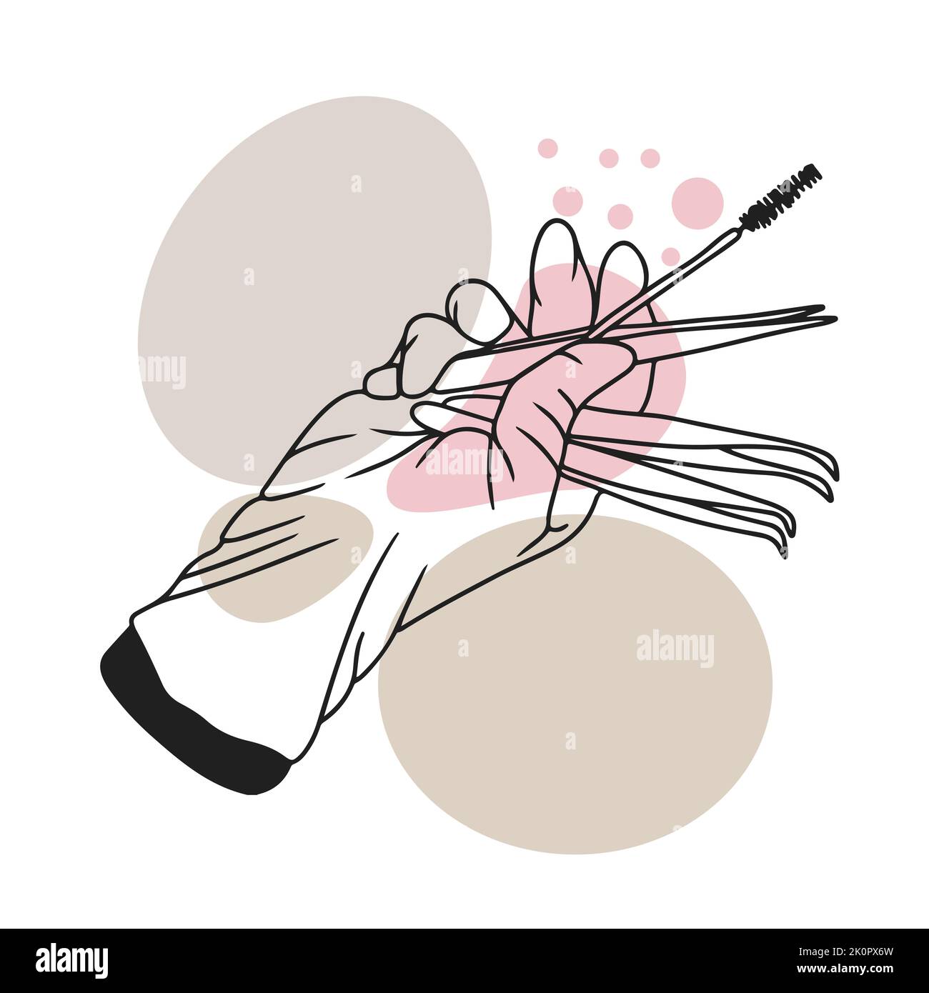 Beauty masters accessories, nails, work process, sketch in doodle style ...