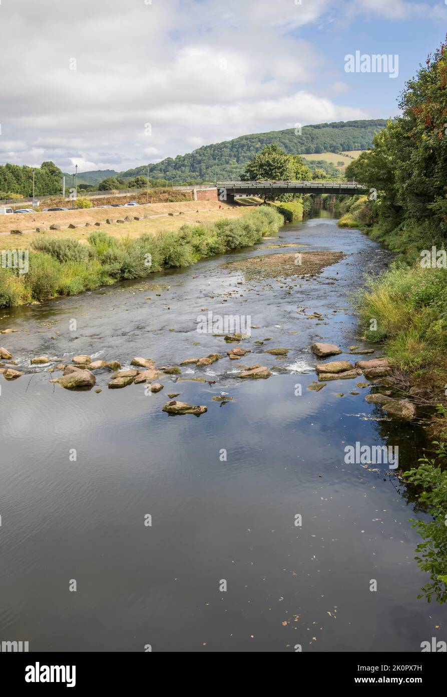 the river wye flowing through the welsh town of monmouth monmouthshire ...