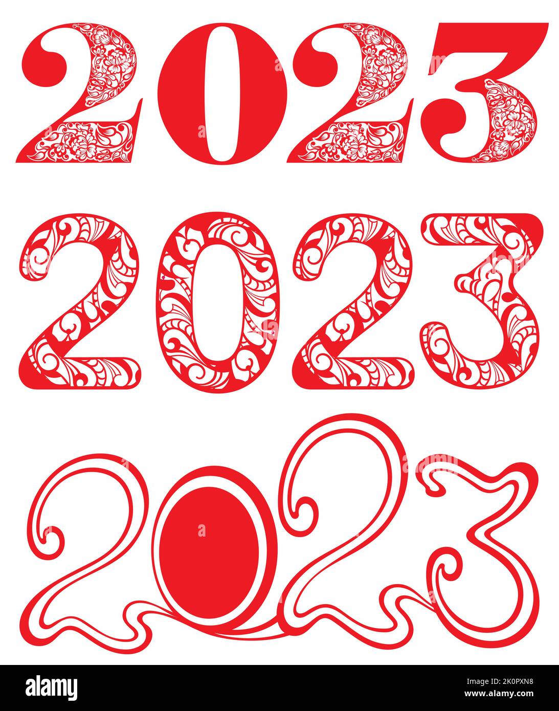 Set of 2023 Happy New Year logo text design. 2023 number design ...