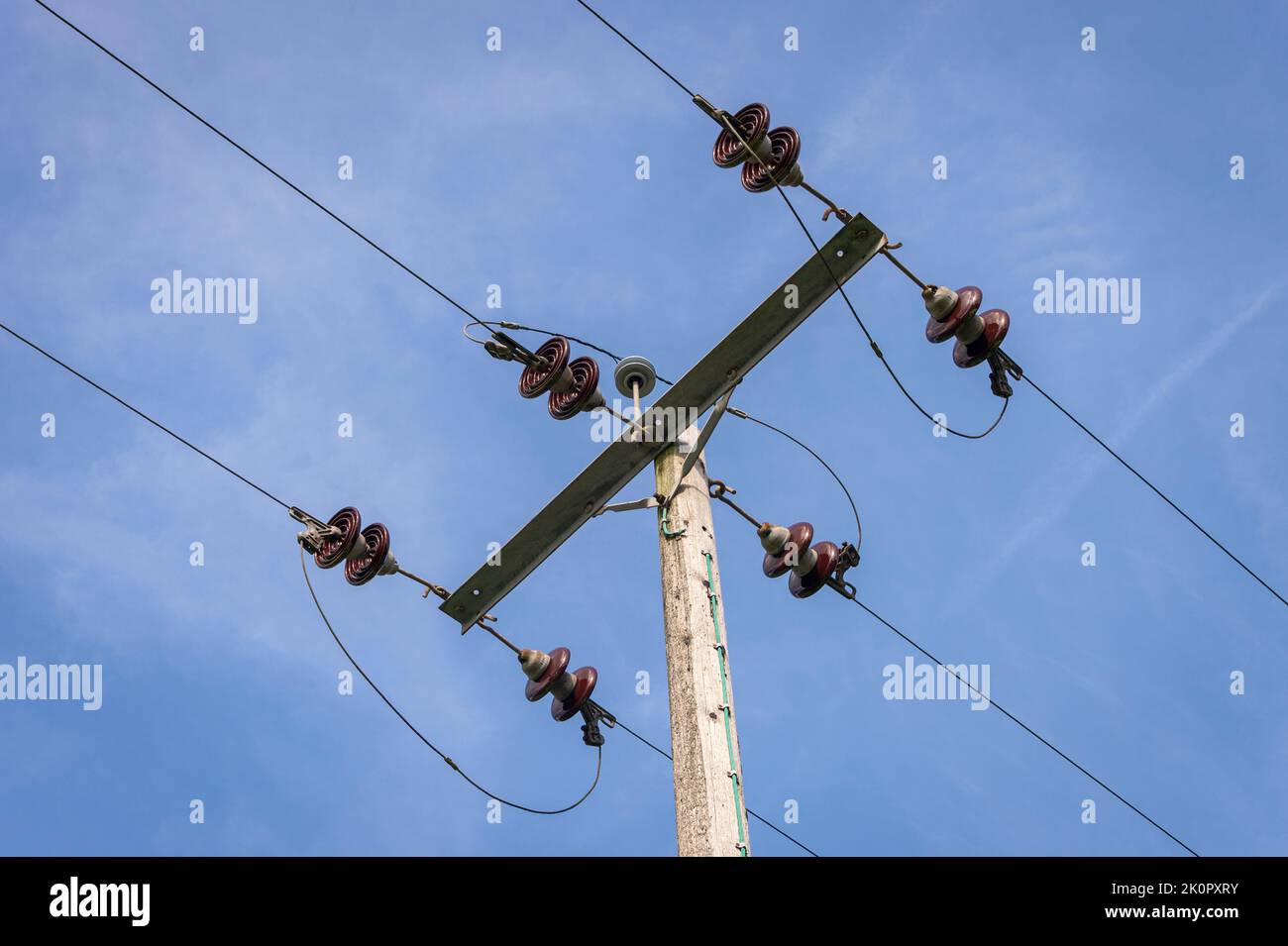 Wooden power pole lines insulators hi-res stock photography and images ...