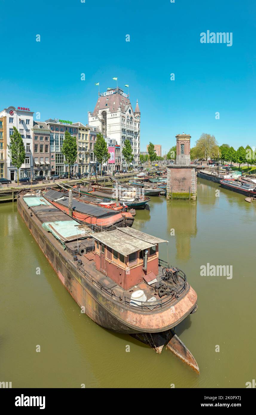 Ancient ships at the Wijnhaven with the historic building Het Witte ...