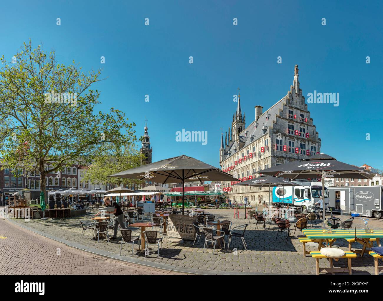 The ancient city hall at the cheese market, Gouda, Zuid-Holland ...