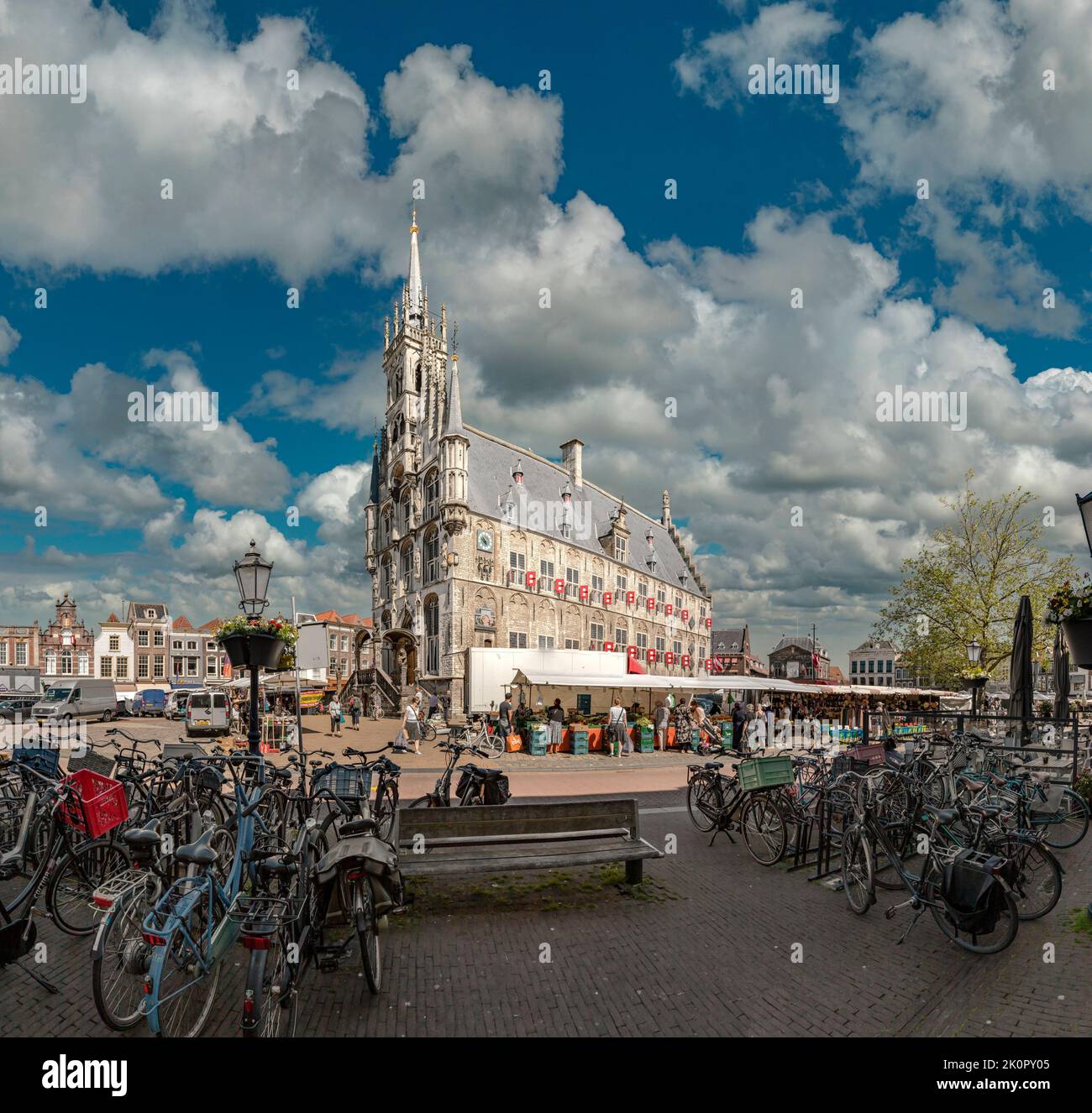 The ancient city hall at the market, Gouda, Zuid-Holland, Netherlands ...