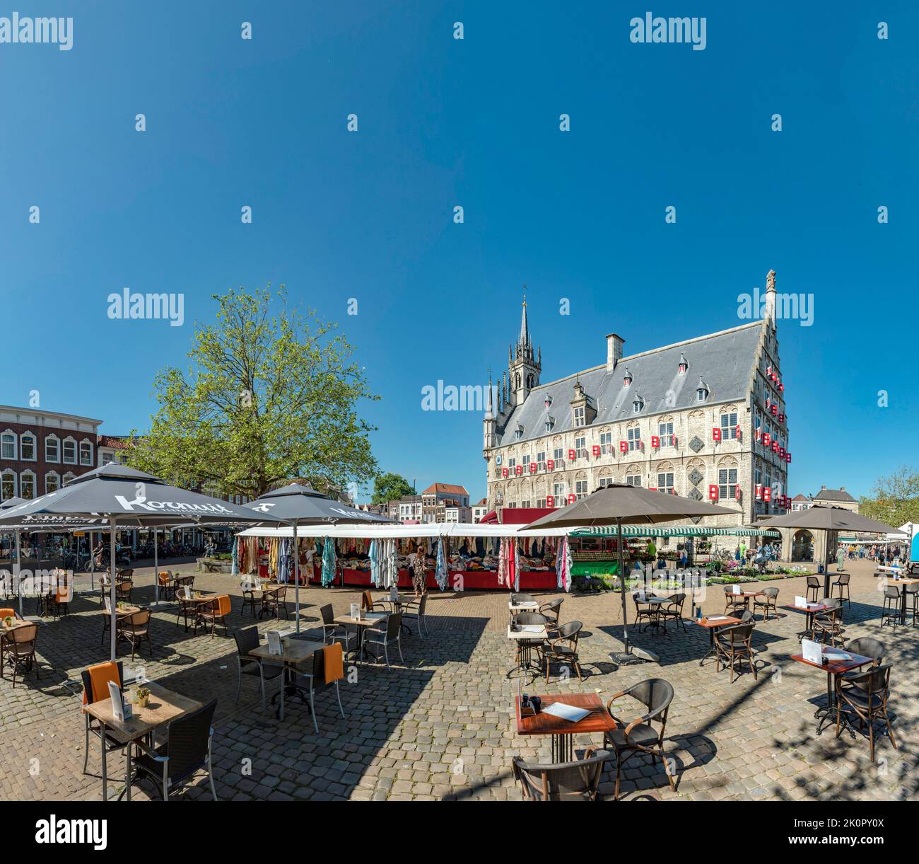 The ancient city hall at the cheese market, Gouda, Zuid-Holland ...