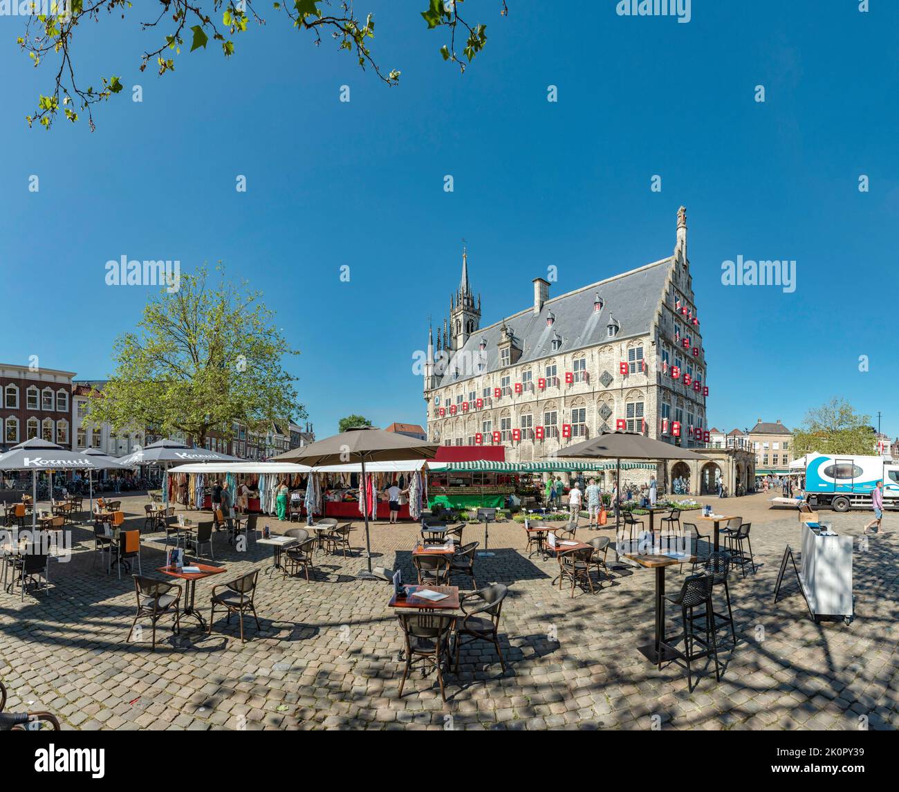 The ancient city hall at the cheese market, Gouda, Zuid-Holland ...
