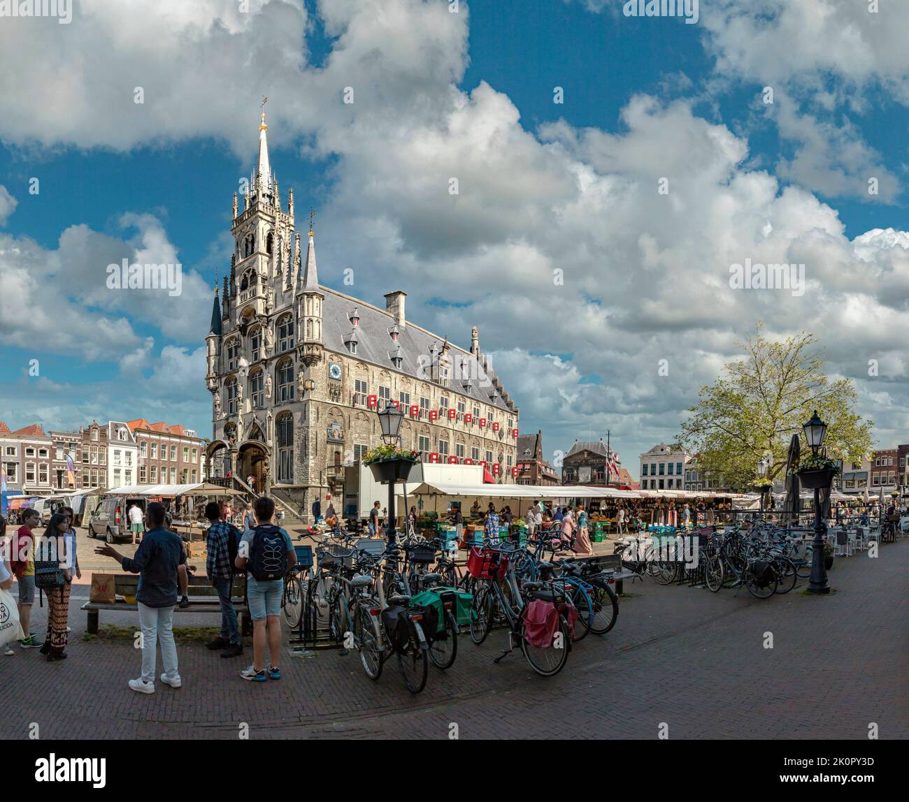 The ancient city hall at the market, Gouda, Zuid-Holland, Netherlands ...