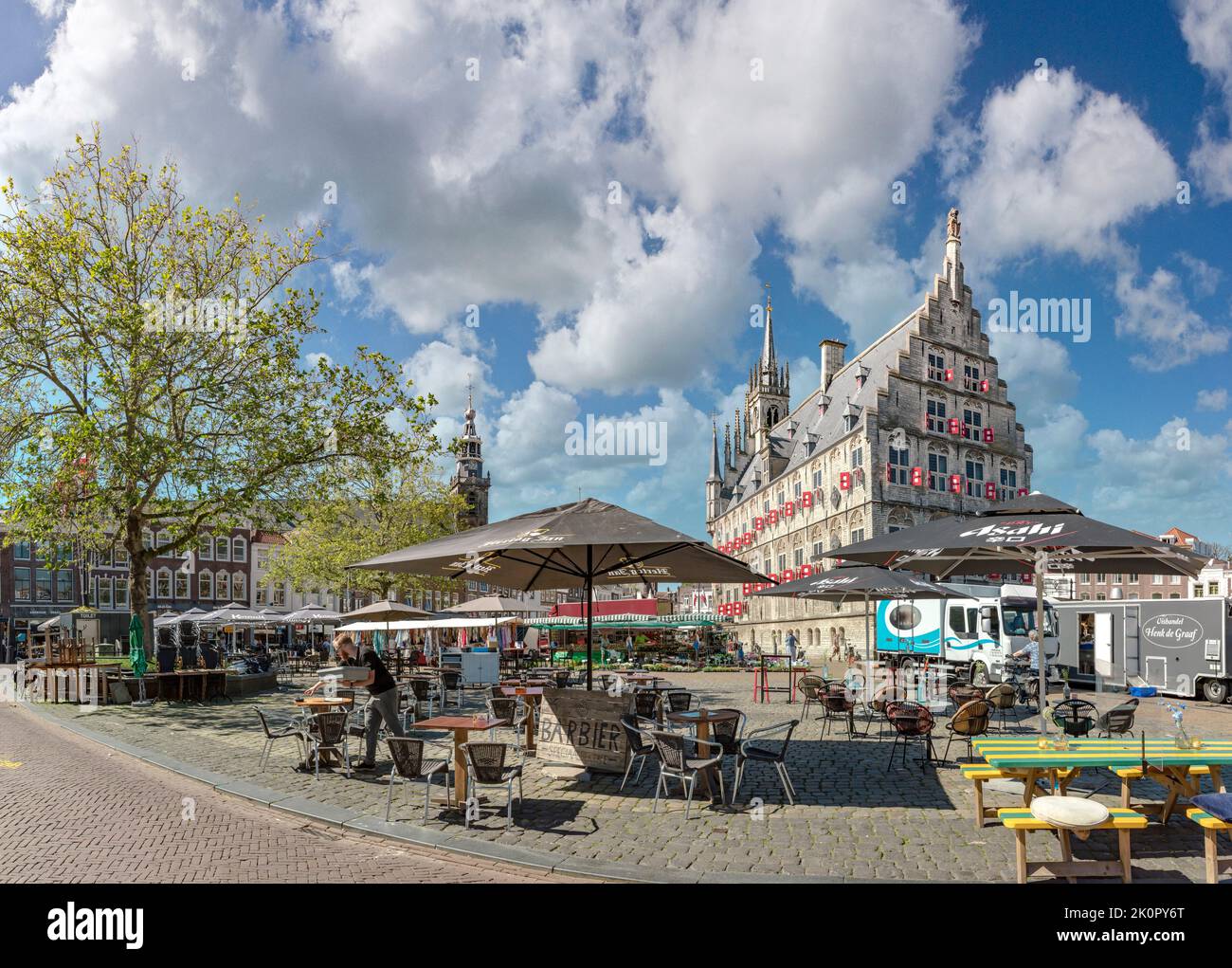 The ancient city hall at the cheese market, Gouda, Zuid-Holland ...