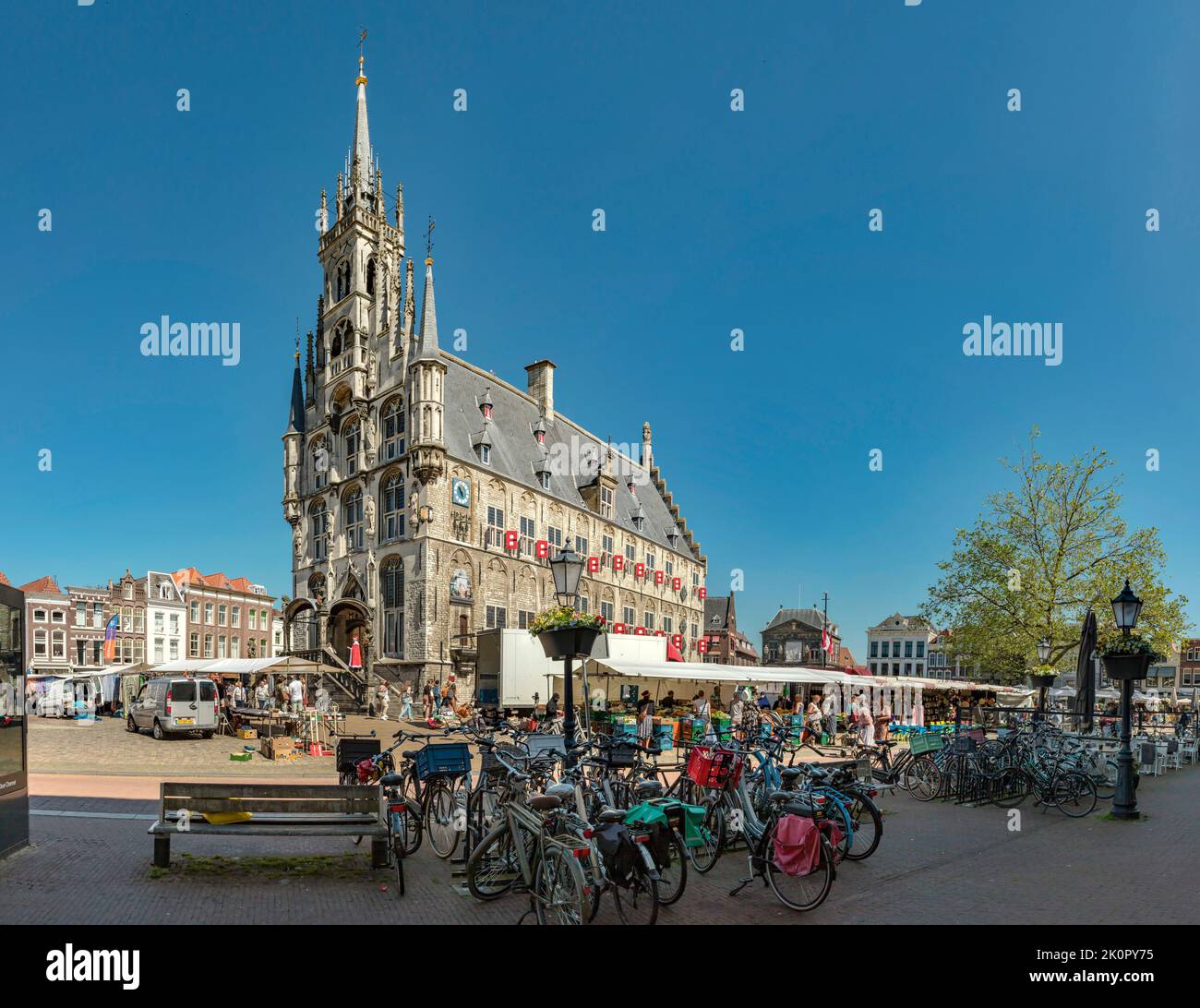 The ancient city hall at the market, Gouda, Zuid-Holland, Netherlands ...