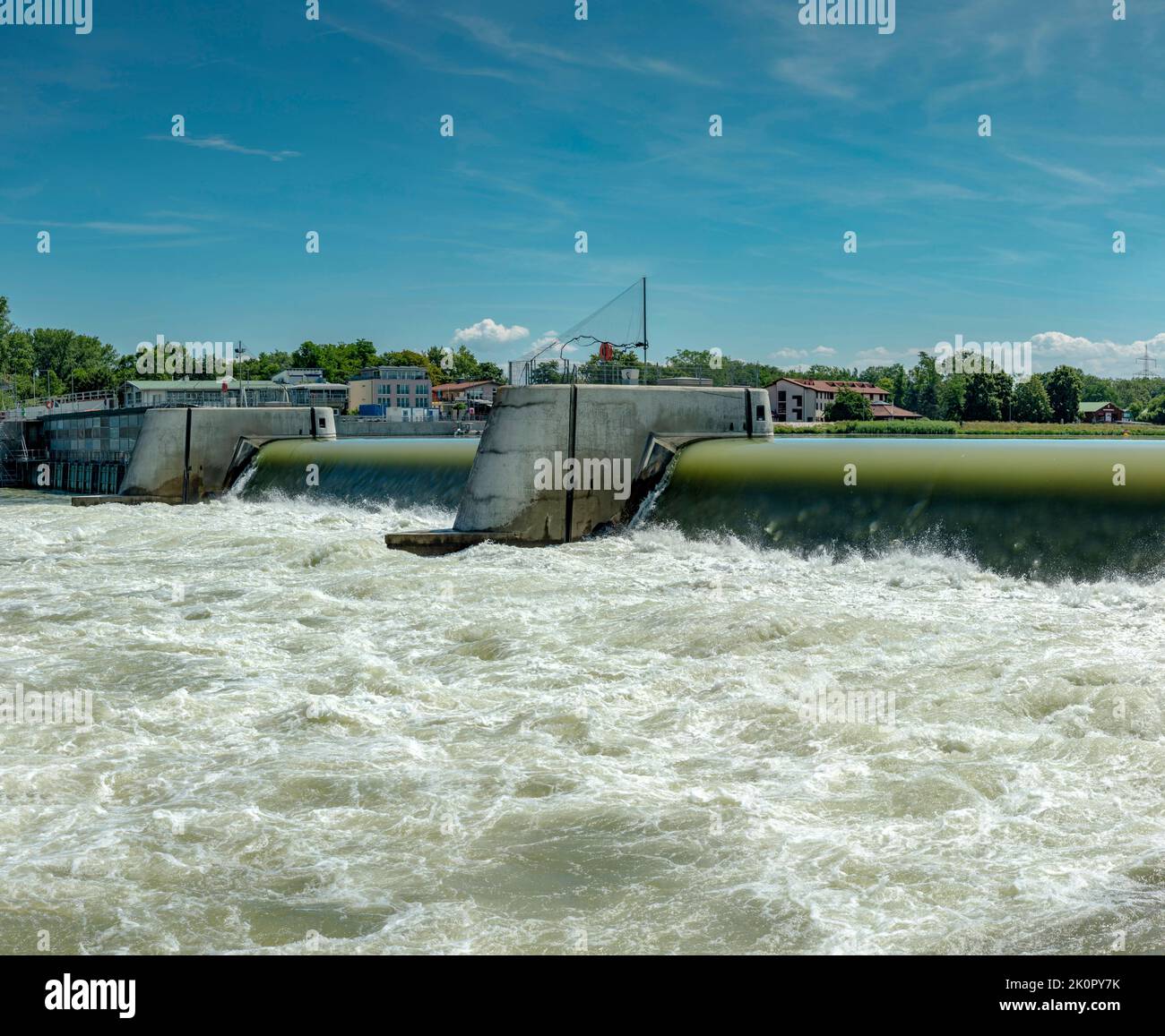 Barrage of the river Rhine, Breisach, , France, construction, water ...
