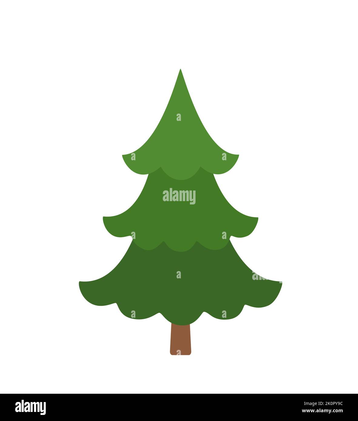 Christmas tree isolated on white background. Cartoon flat style. Vector ...