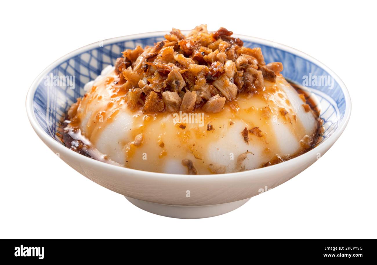 Taiwanese savory rice pudding Wa gui, rice cake with chopped dried ...