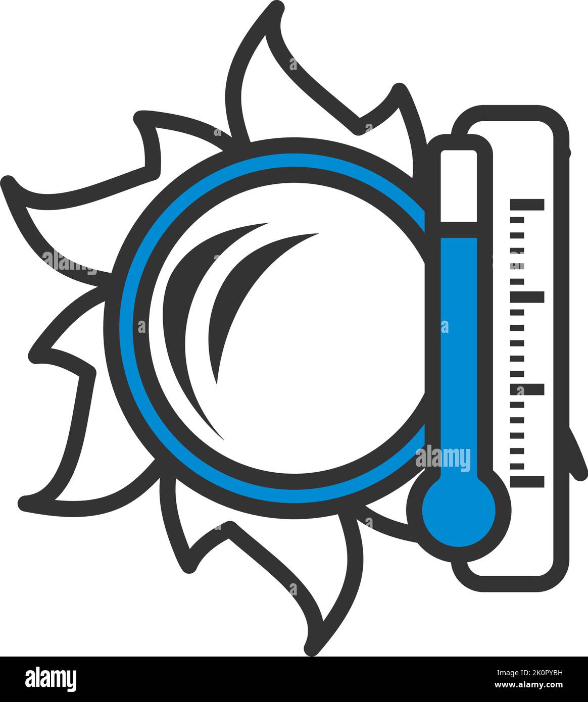 Icon Of Sun And Thermometer. Editable Bold Outline With Color Fill ...