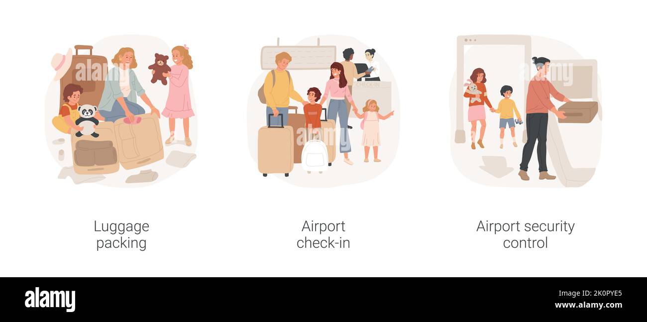 Going on vacation isolated cartoon vector illustration set. Luggage fun ...