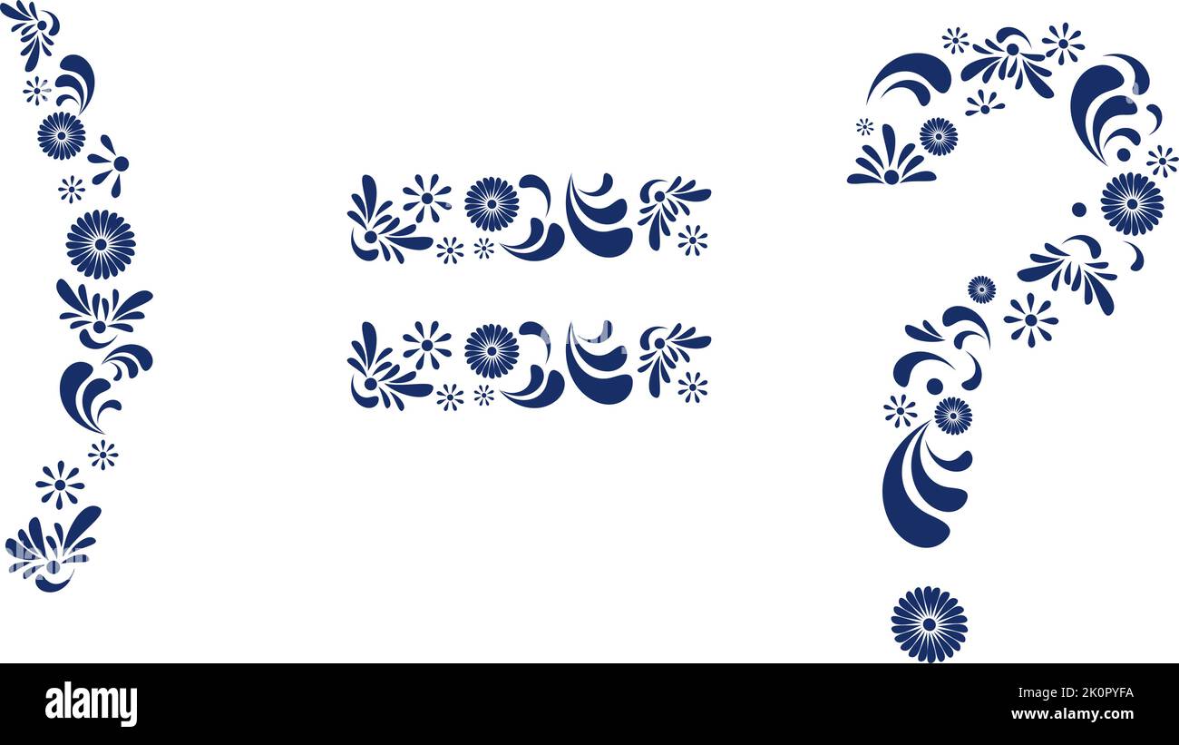 mexican talavera symbols and numbers floriture pattern illustration set ...