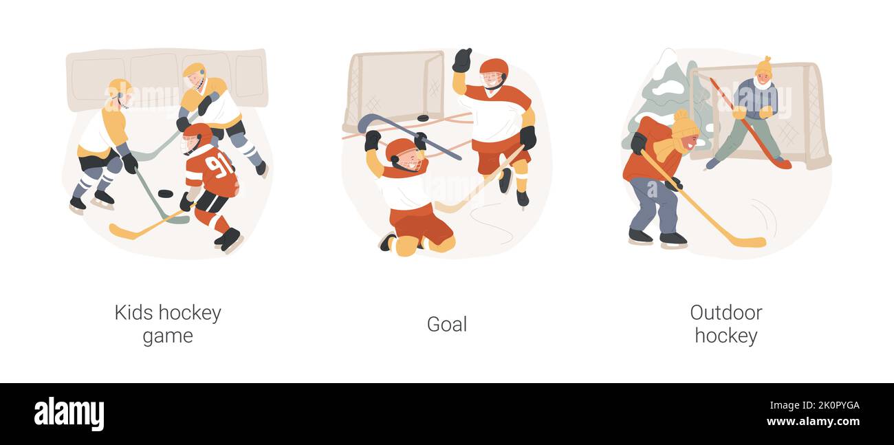 Ice hockey isolated cartoon vector illustration set. Kids hockey ...