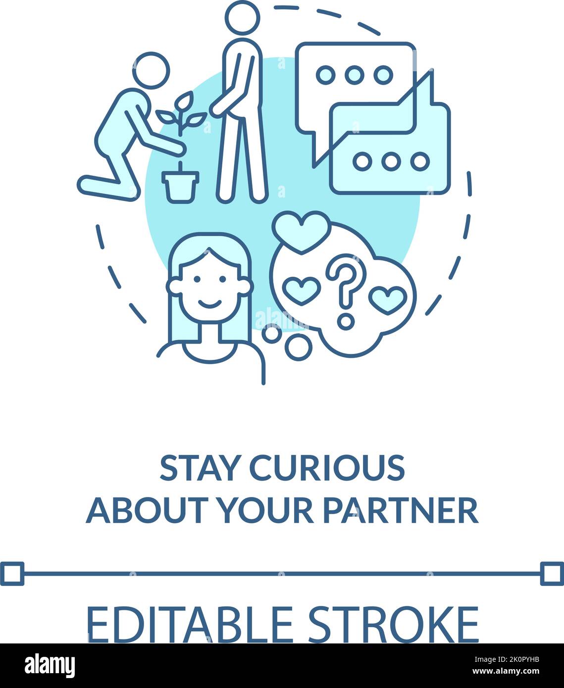 Stay curious about partner turquoise concept icon Stock Vector Image ...