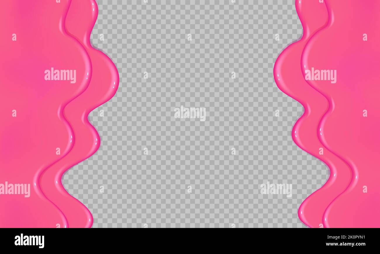 Dripping glossy pink slime.Flowing realistic pink sweet melting icing ...