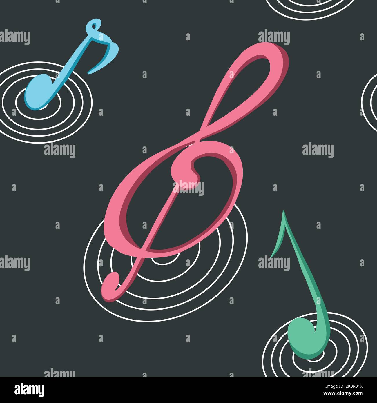 A seamless pattern of music notes and symbols vector illustration Stock ...